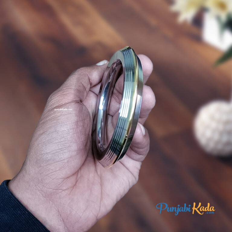 Sharp Brass line 12mm Steel kada - Punjabi Kada